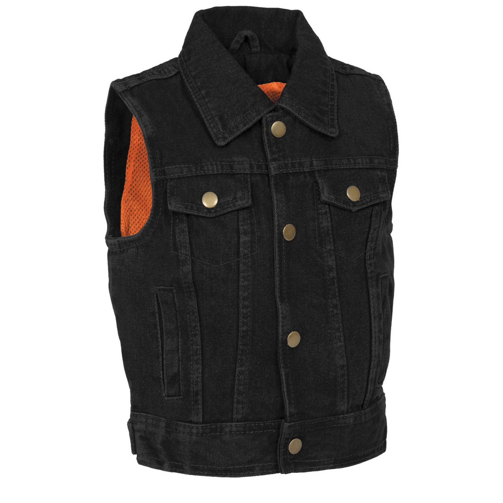 Milwaukee Leather MDK3910 Black Unisex-Child Kids Denim Snap Front