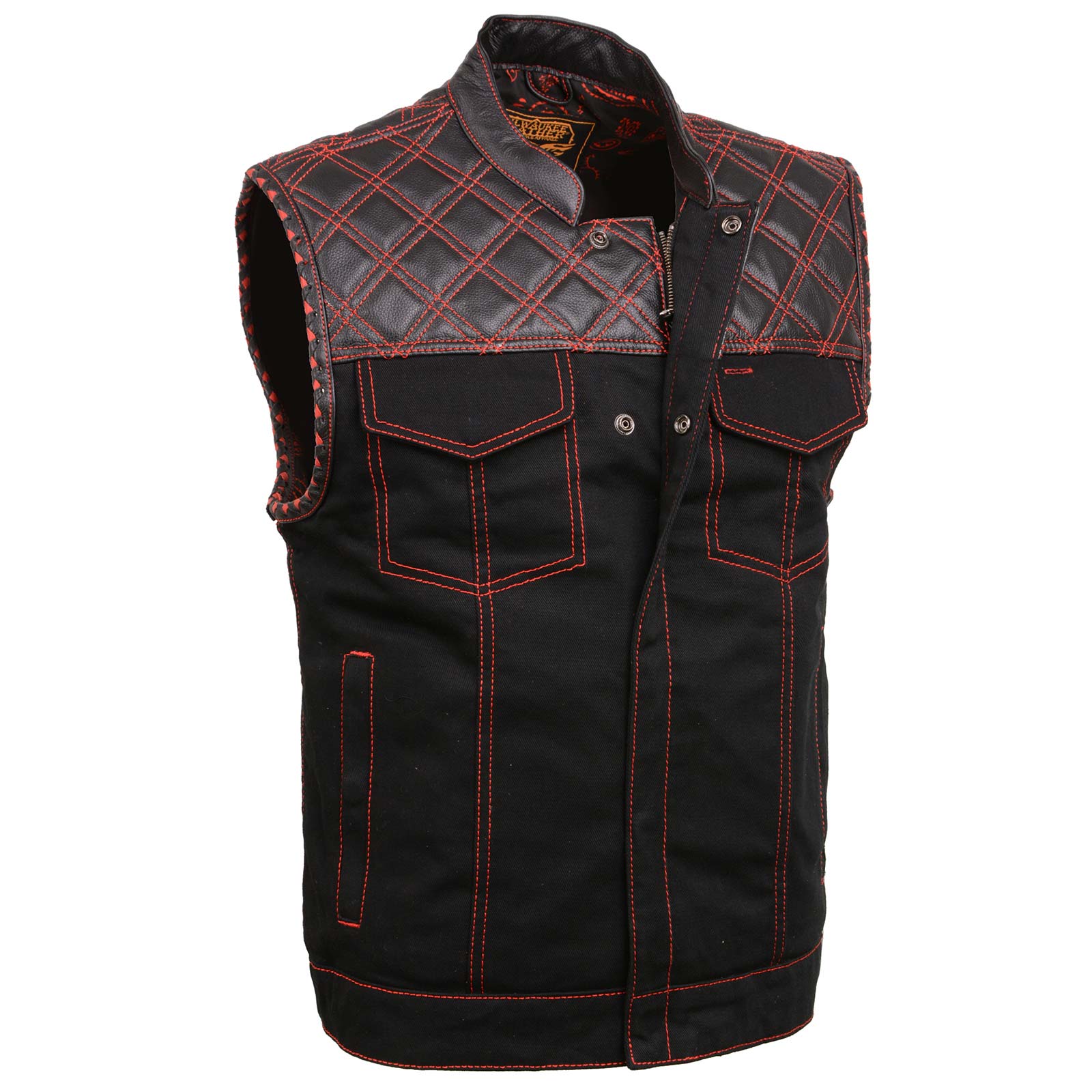 Milwaukee Leather MDM3036 Men’s Wrecker Club Vest – Black Denim