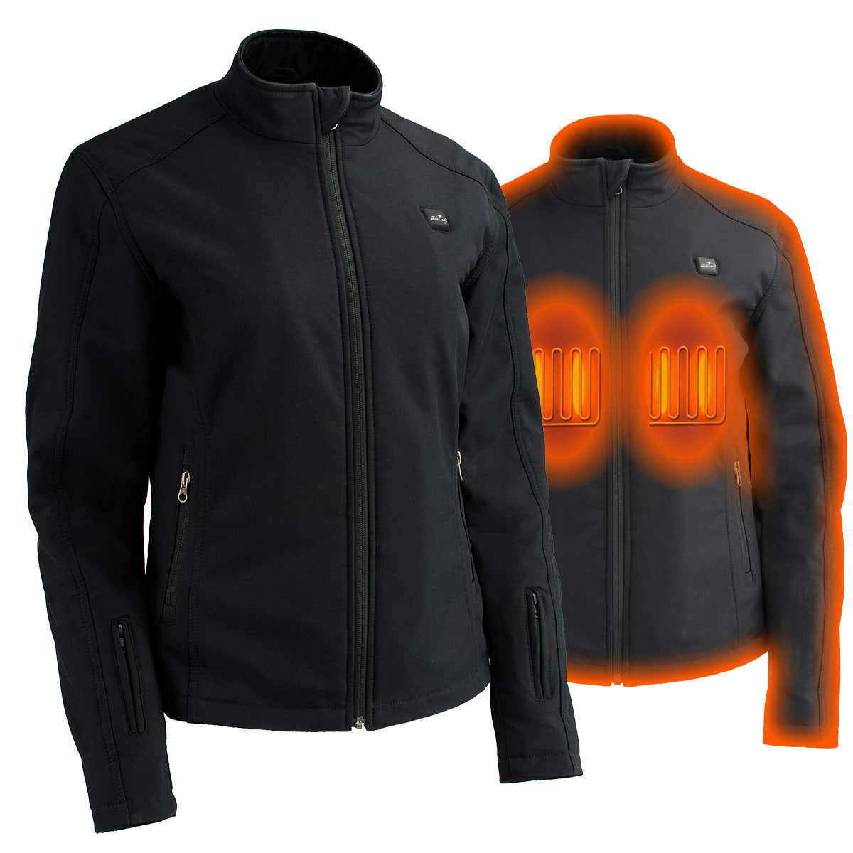 The Bikers Zone BZL1860 Women's Premium Black Heated Soft Shell Heated ...