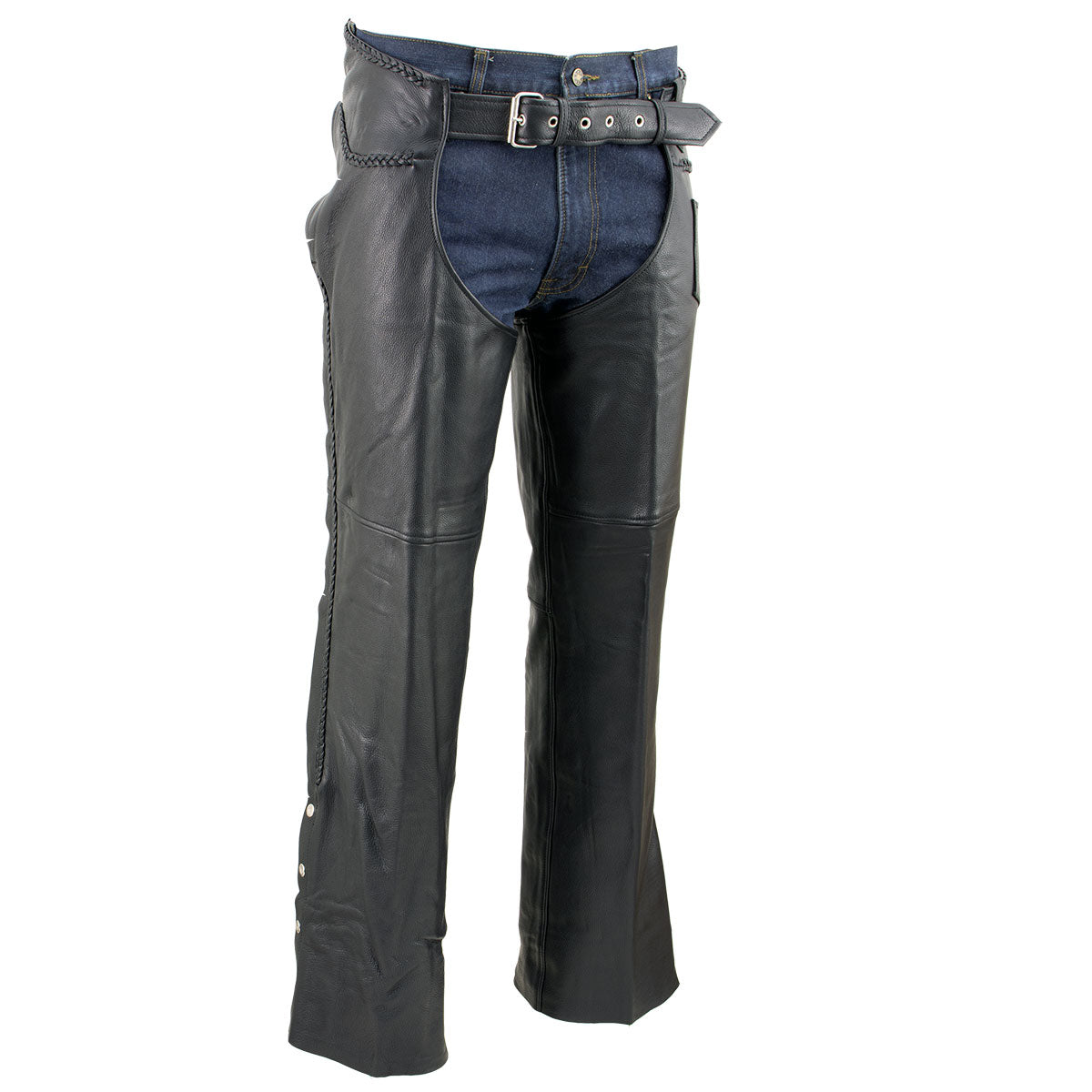 Event Leather EL1117BBO Black Braided Real Leather Motorcycle Chaps ...