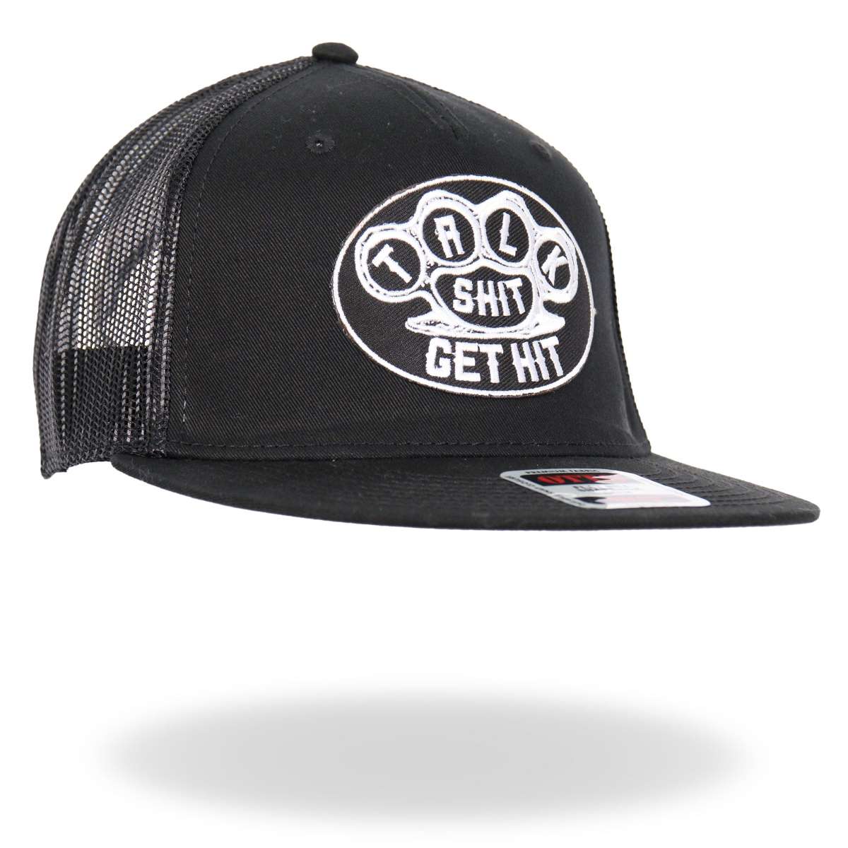 Hot Leathers Black And White Talk Shit Get Hit Brass Knuckles Snapback ...