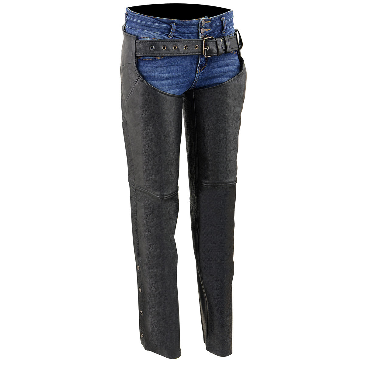 Milwaukee Leather LKL6700 Women's Classic Black Leather Chaps with Hip