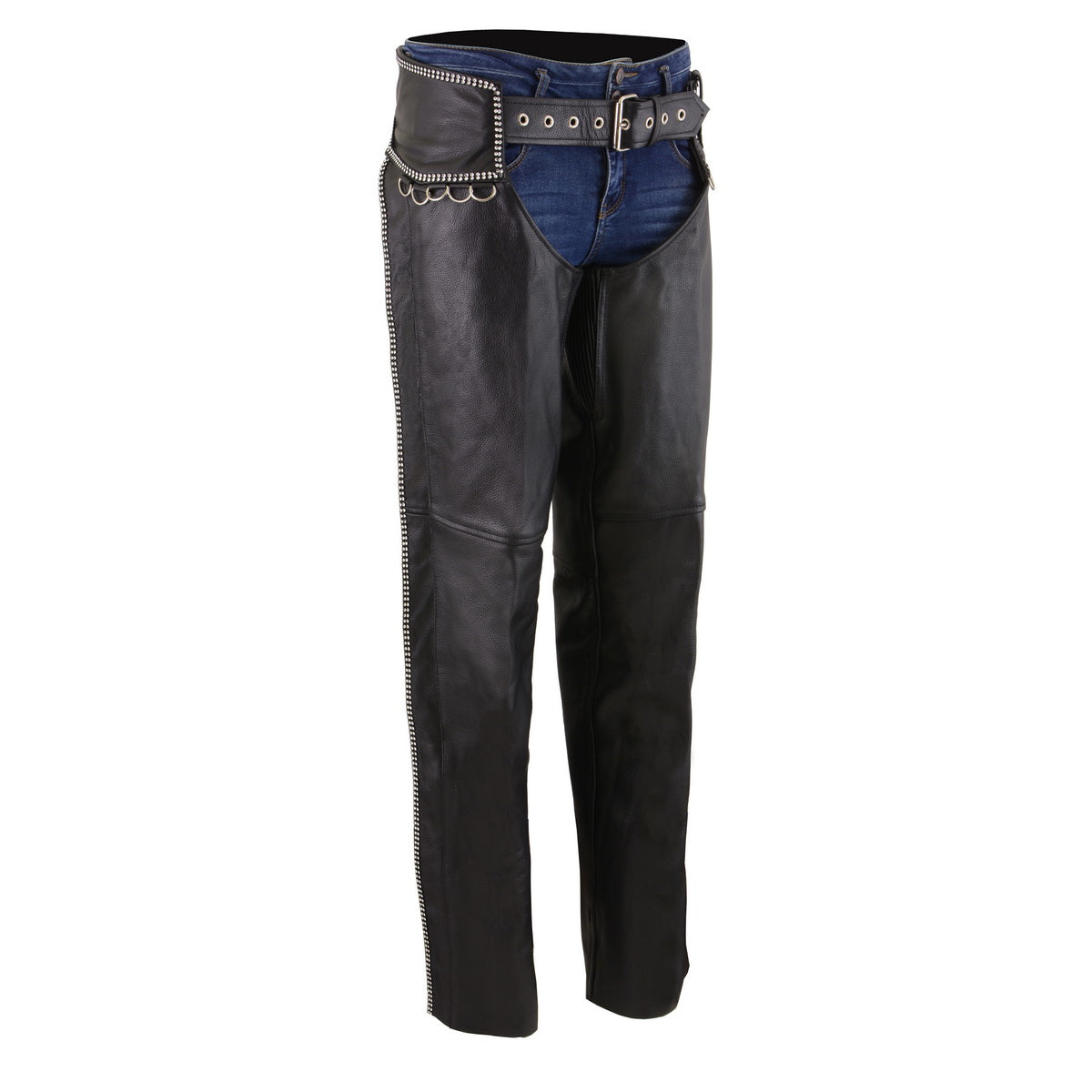 Milwaukee Leather Women's Black Premium Leather Motorcycle Rider Chaps