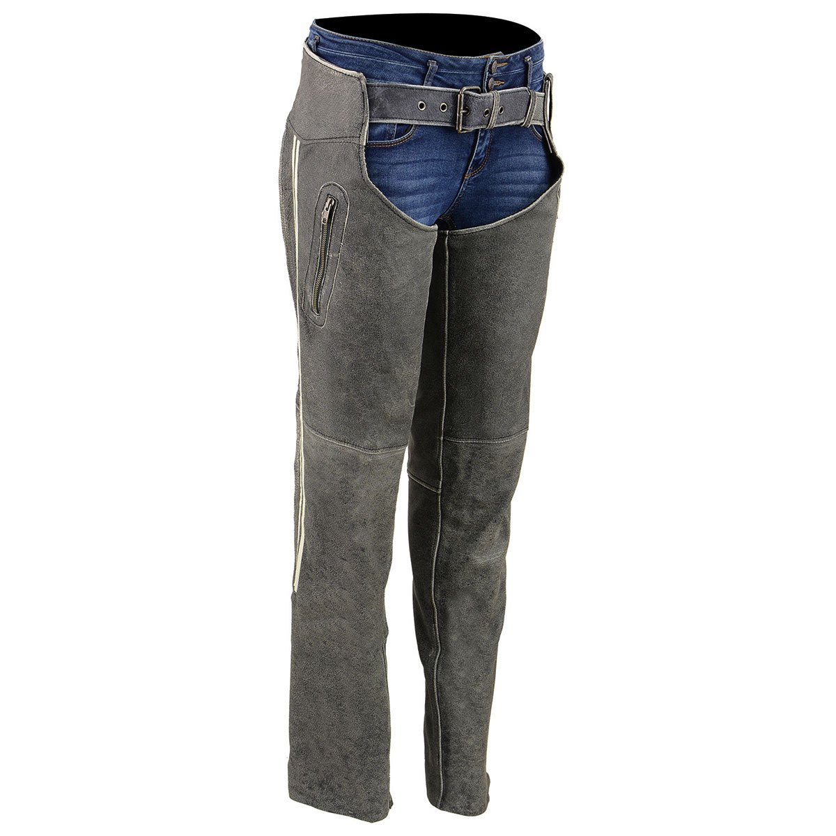Milwaukee Leather MLL6505 Women's Vintage Grey Slate Leather Chaps