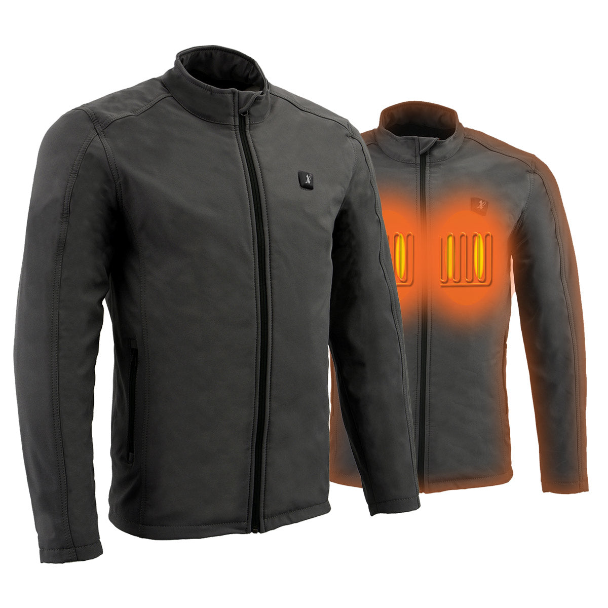 Nexgen Heat NXM1762SET Men’s Grey Soft Shell Heated Jacket w/ Standup ...