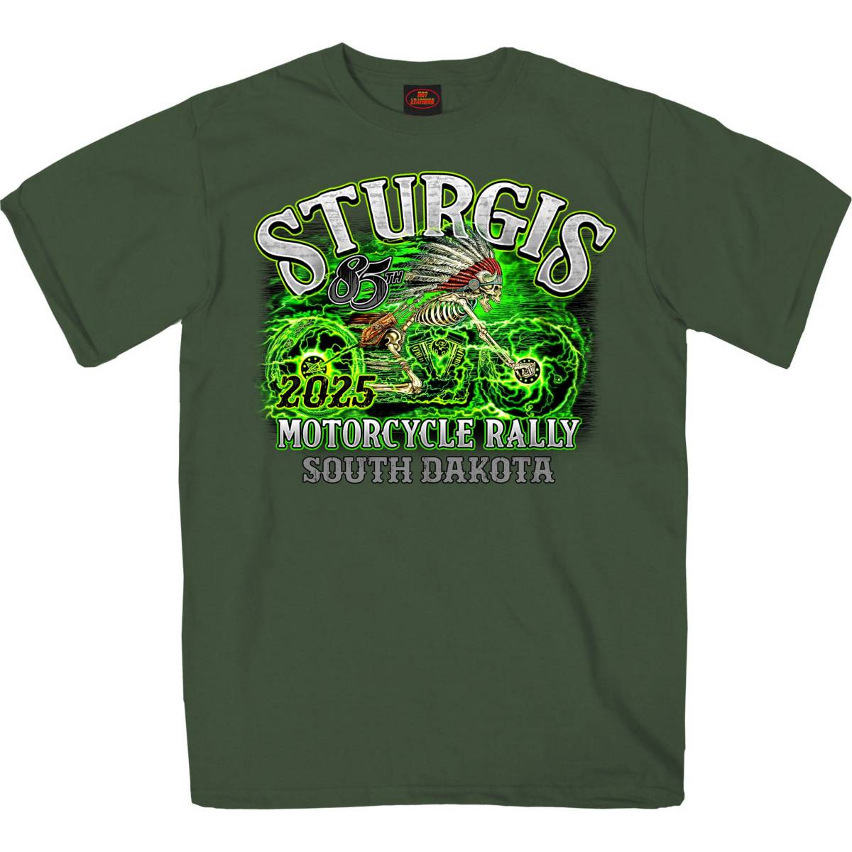 2025 Sturgis Motorcycle Rally Skeleton Chief Military Green Men's ...